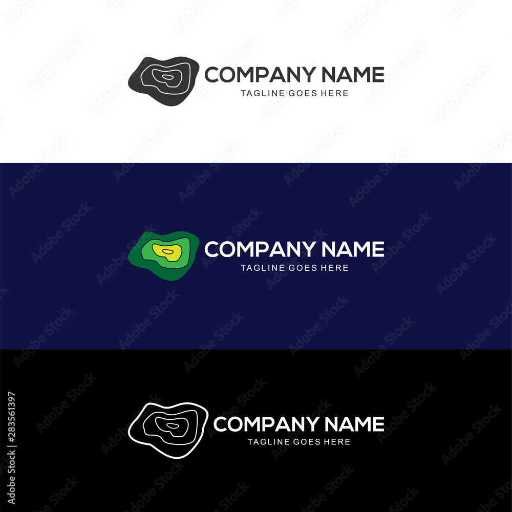 set of topographic map contour logo colorful, line and black white ...