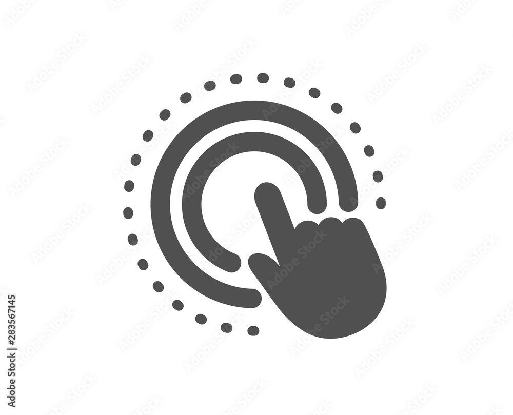 Touchscreen gesture sign. Click hand icon. Push action symbol. Classic ...