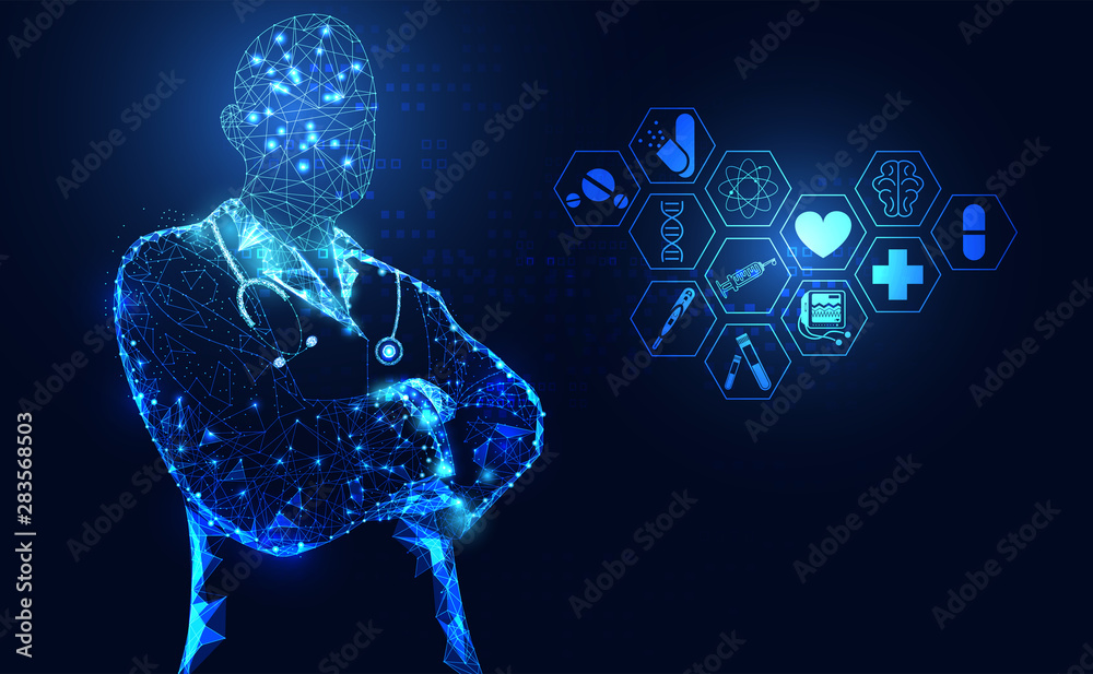 Abstract health medical science healthcare icon digital technology ...