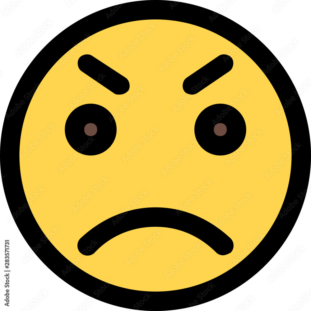 sad face emoji with furrowing eyebrows expression Stock Vector | Adobe ...