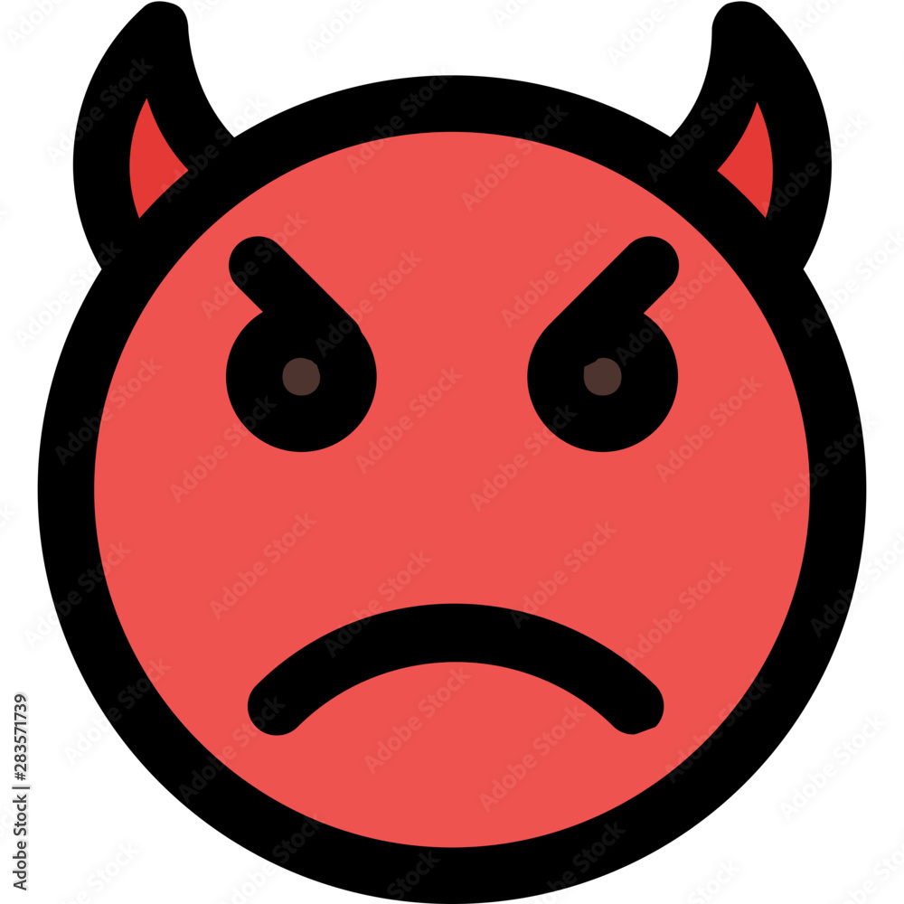angry devil face emoticon with pair of horn Stock Vector | Adobe Stock