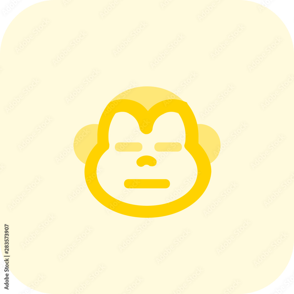 Sad monkey with neutral face emoji with flat mouth expression Stock ...