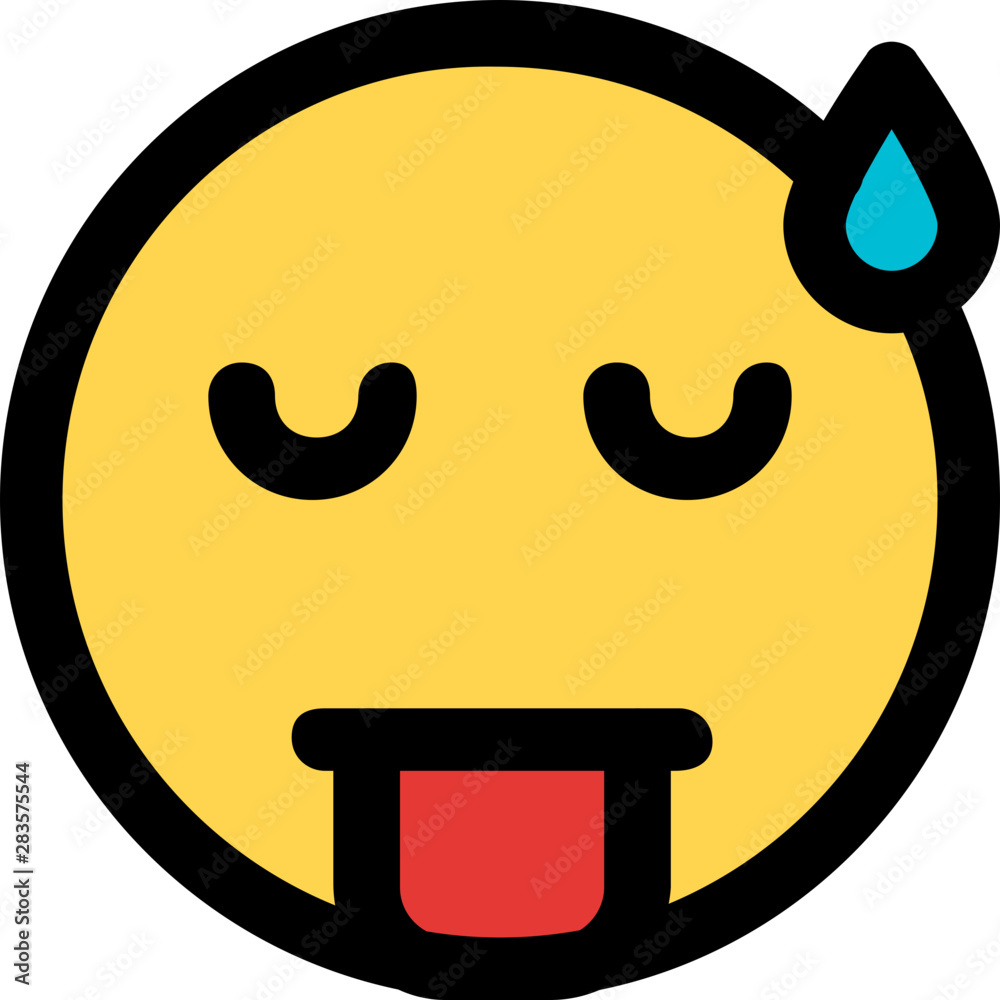 exhausted emoticon with tongue-out and sweat drop Stock Vector | Adobe ...