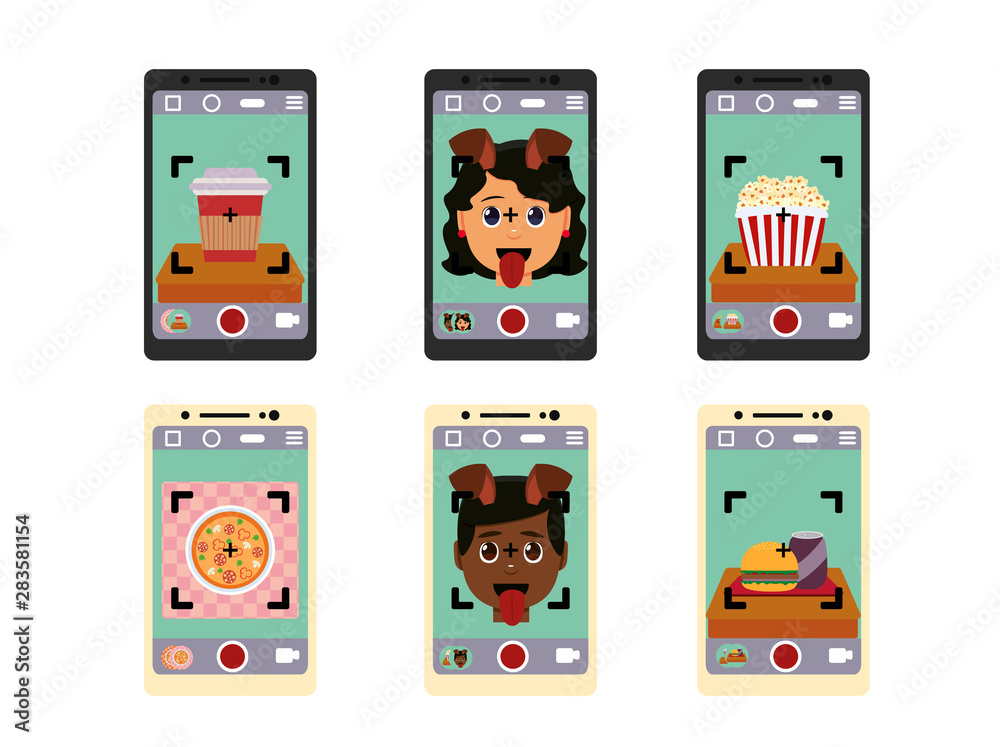 Cartoon Set Of Funny Smartphone Illustrations Isolated On White ...