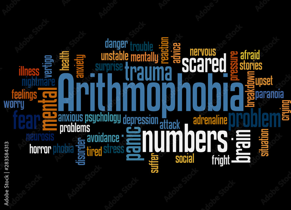 Arithmophobia fear of numbers word cloud concept 3 Stock Illustration ...