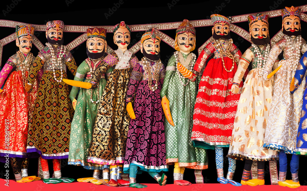 Colorful Indian puppets at local market in Jaipur city palace, India ...
