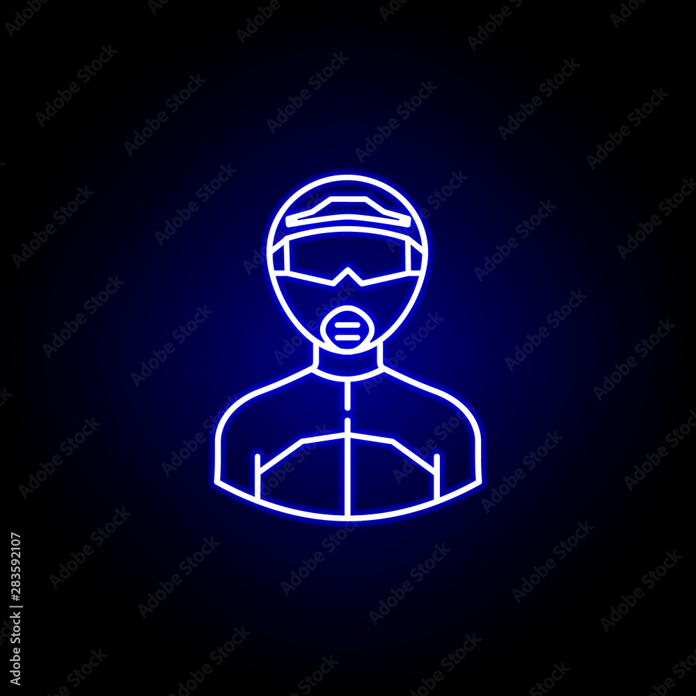 avatar motocross line icon in blue neon style. Signs and symbols can be ...