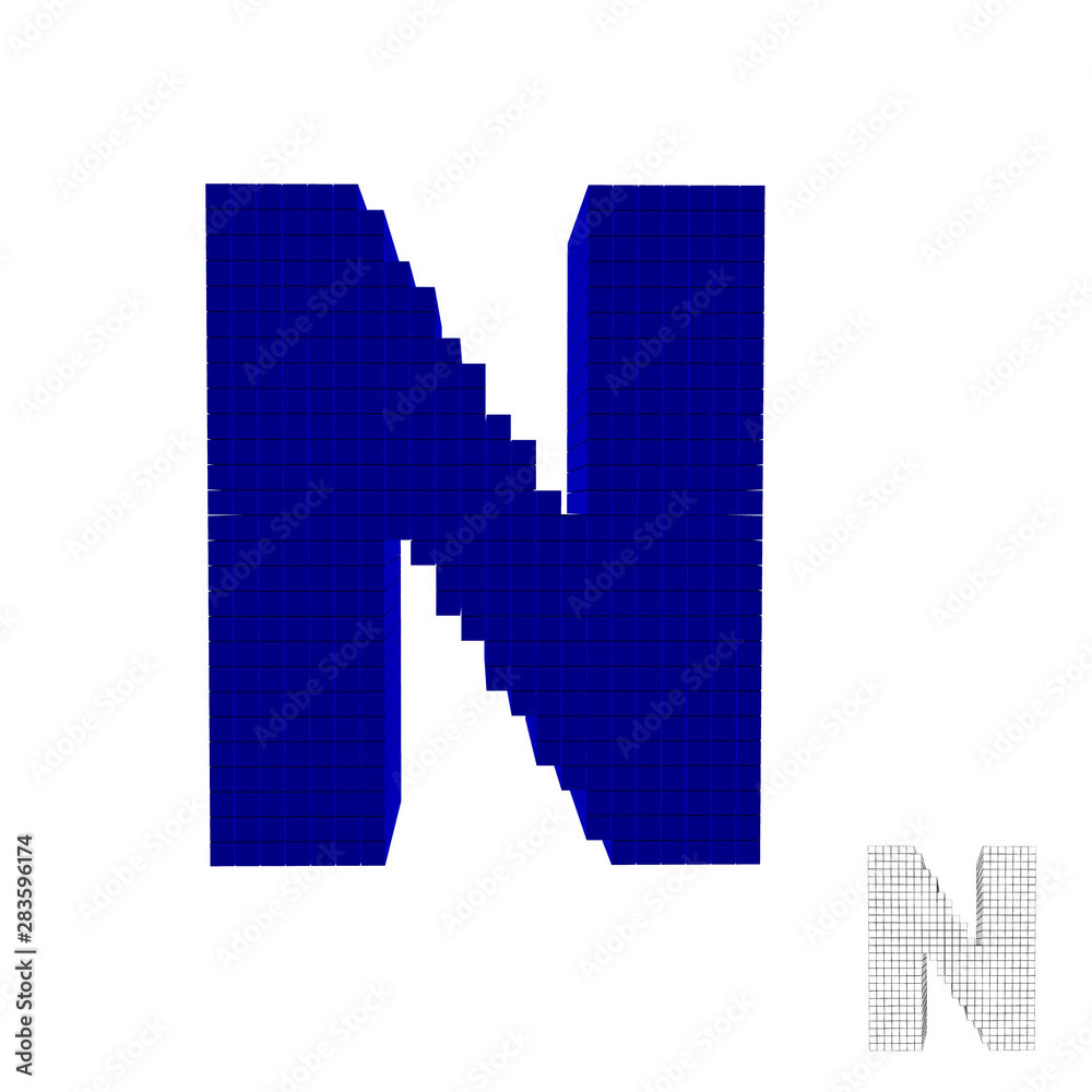 3d pixelated capital letter N. Vector illustration. Stock Vector ...