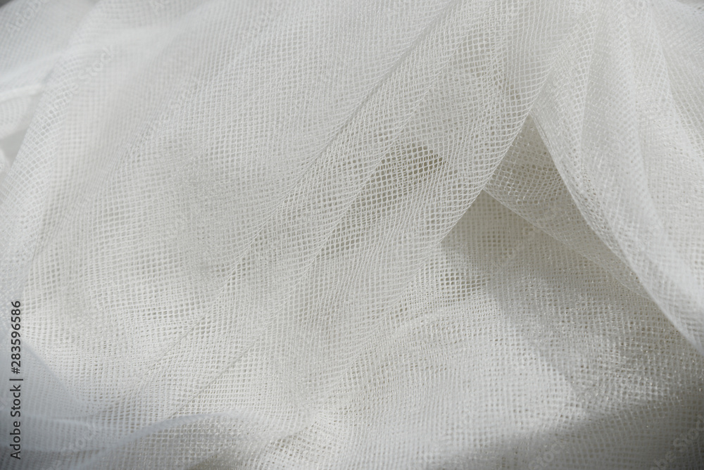 Wedding White Silk transparent fabric. Abstract soft chiffon texture ...
