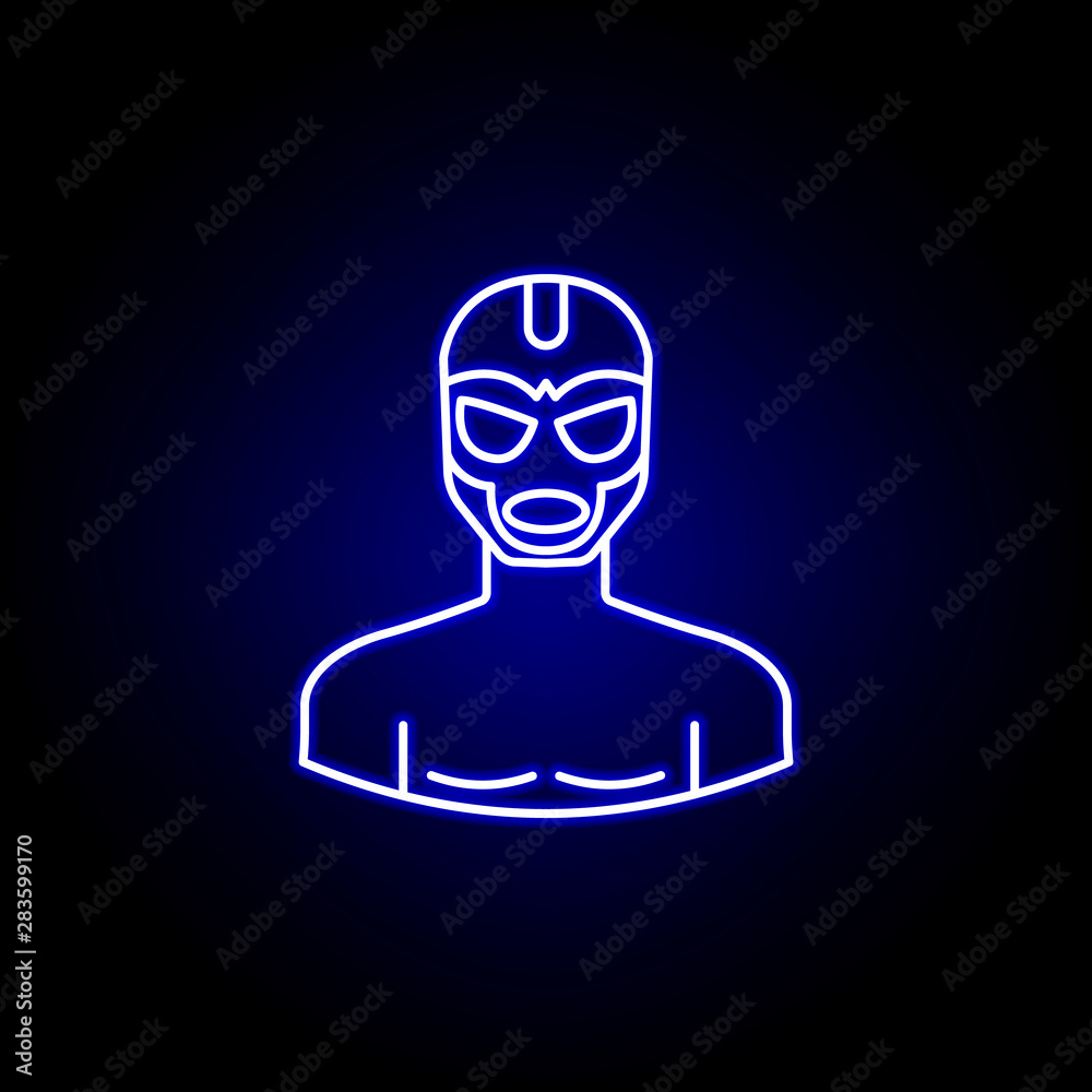 avatar wrestler line icon in blue neon style. Signs and symbols can be ...