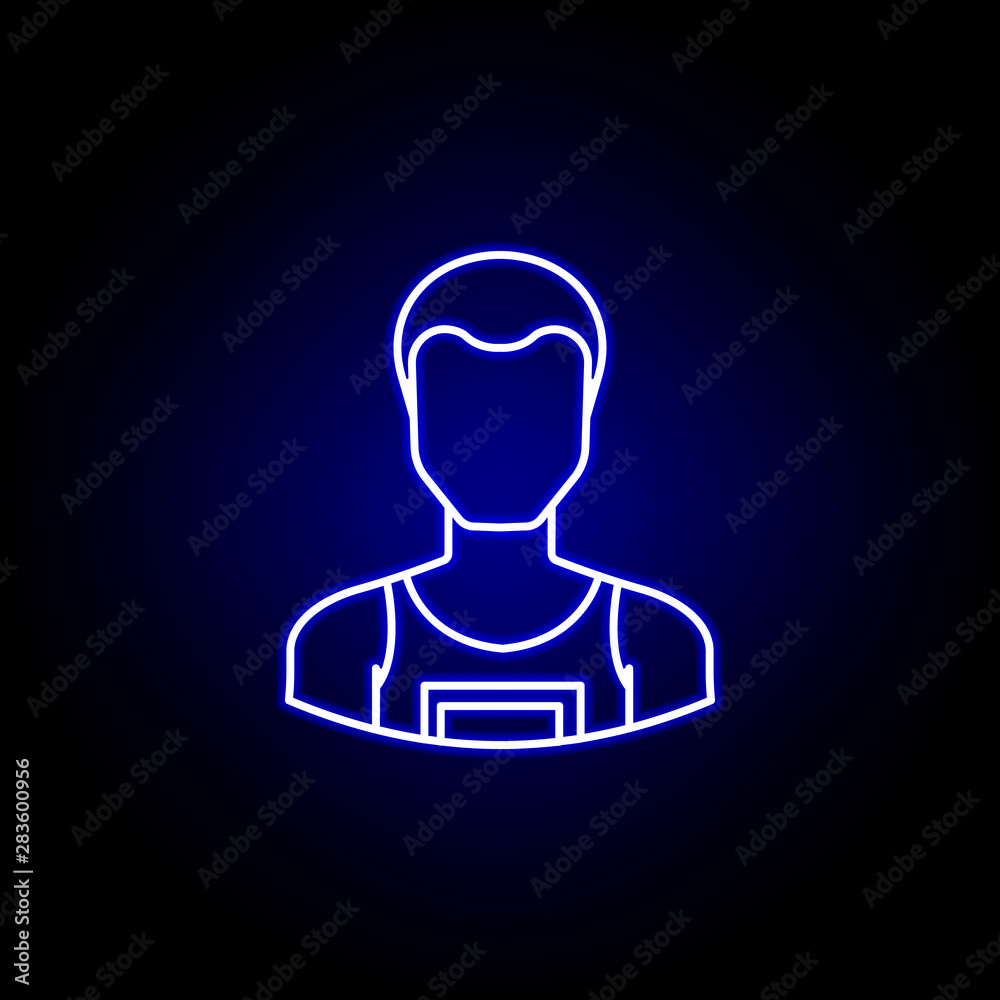 avatar runner line icon in blue neon style. Signs and symbols can be ...