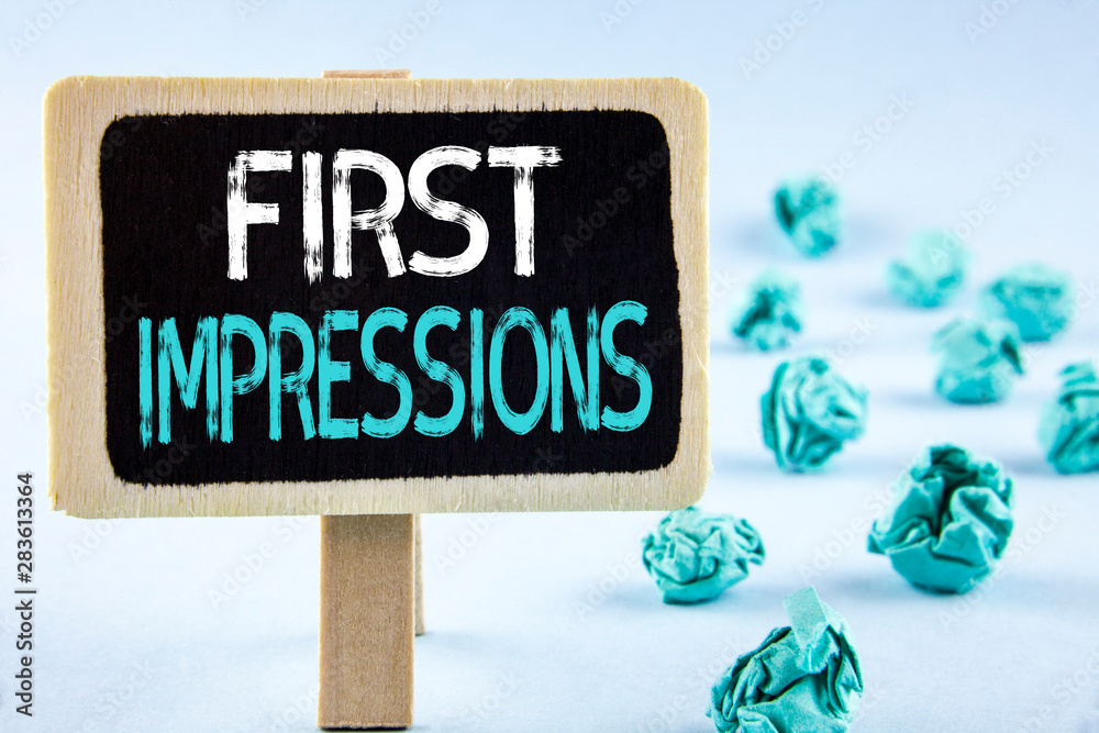 Writing note showing First Impressions. Business photo showcasing ...