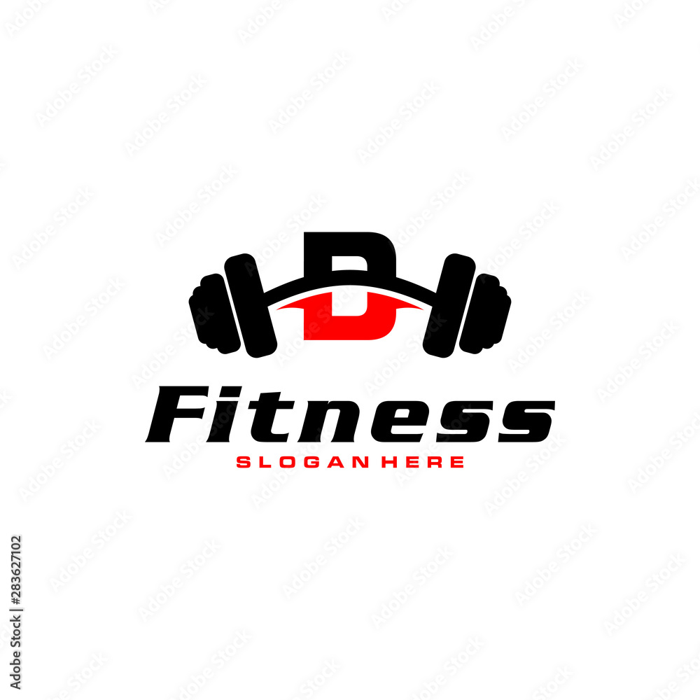 Letter D Logo With barbell. Fitness Gym logo. fitness vector logo ...
