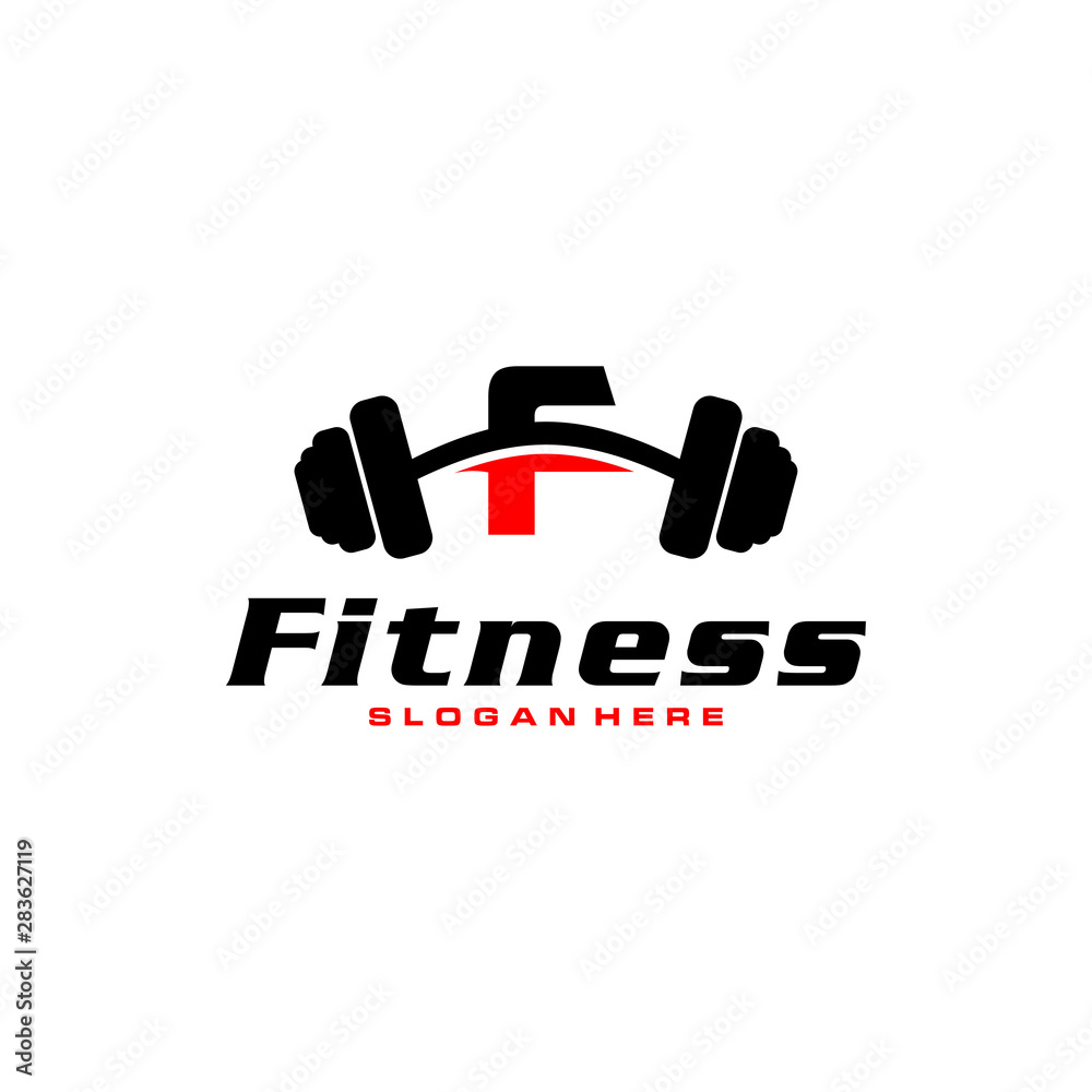 Letter F Logo With barbell. Fitness Gym logo. fitness vector logo ...