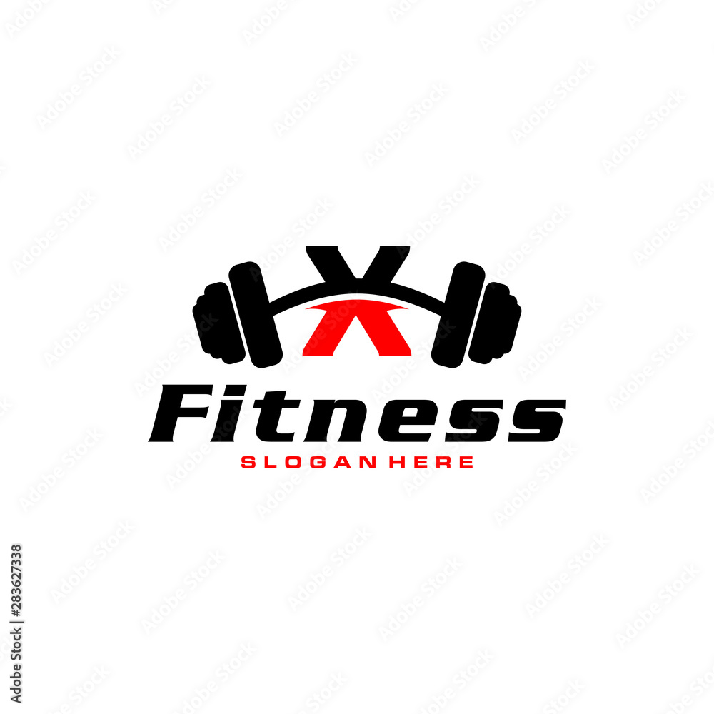 Letter X Logo With barbell. Fitness Gym logo. fitness vector logo ...