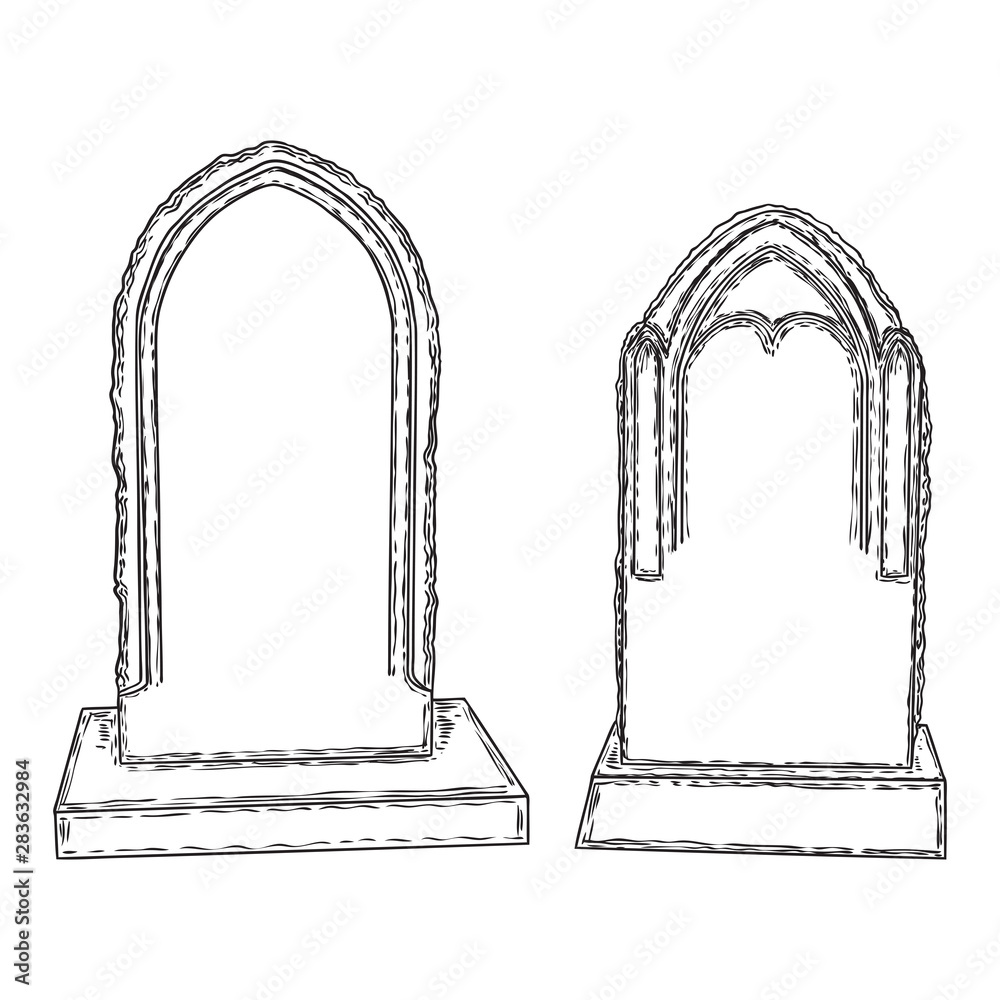Set of tomb stone drawing. Grave for dead as Halloween tombstones prop ...