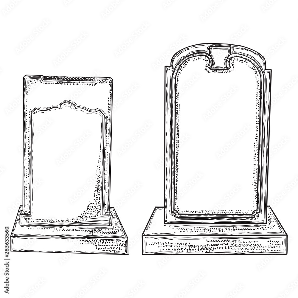 Set of tomb stone drawing. Grave for dead as Halloween tombstones prop ...