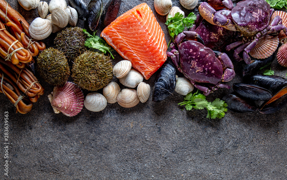 PACIFIC SEAFOOD. Fresh salmon, crabs ostions clams mussels, seaweed ...