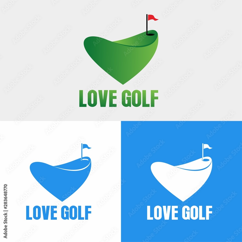 Love Golf flat Logo design. Editable EPS file. Vector illustration-02 ...