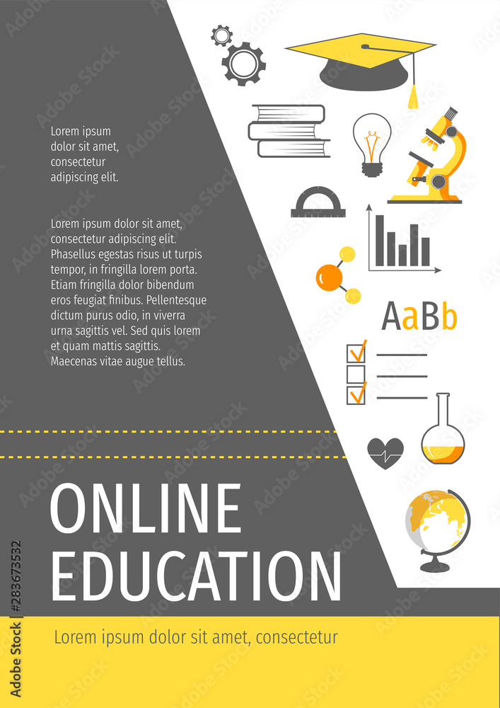 Flyer, banner, poster, brochure design with simple flat Icons. Distance ...