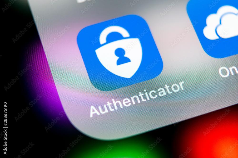 Sankt-Petersburg, Russia, August 16, 2018: Microsoft authenticator ...