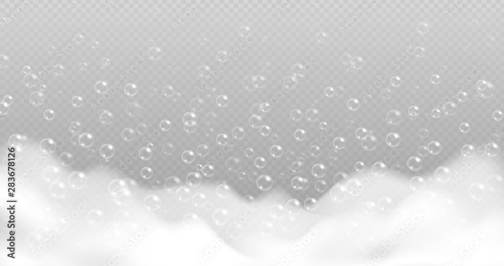 Realistic bath foam with bubbles isolated on transparent background ...