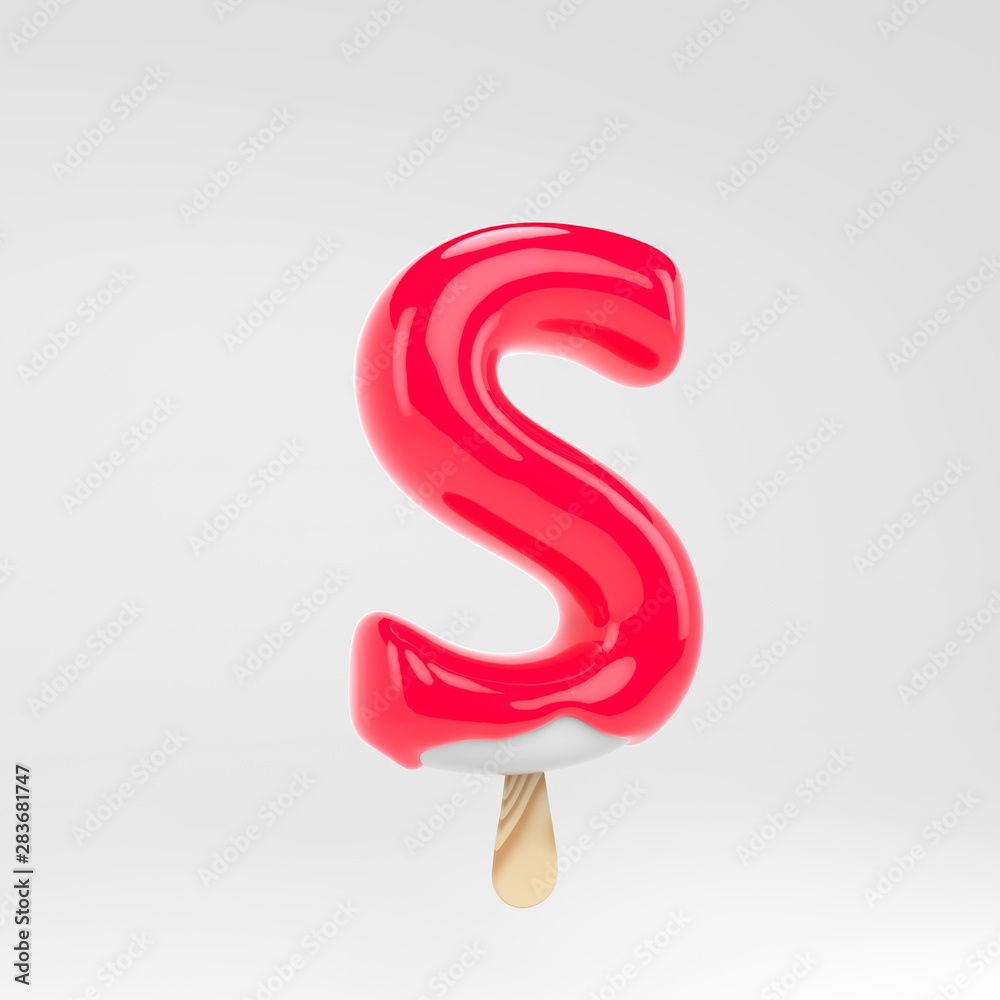 Ice cream letter S uppercase. Pink popsicle alphabet. 3d rendered ...
