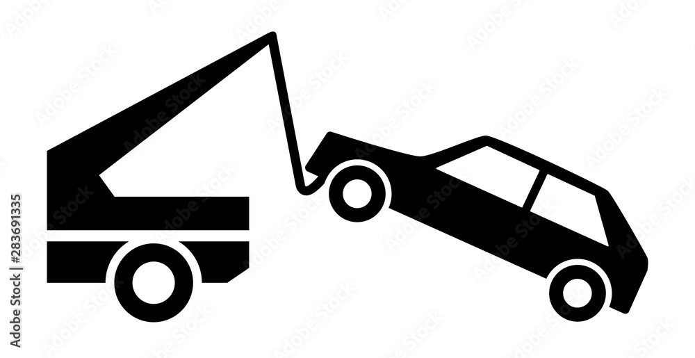 Car tow icon and no parking sign Stock Vector | Adobe Stock