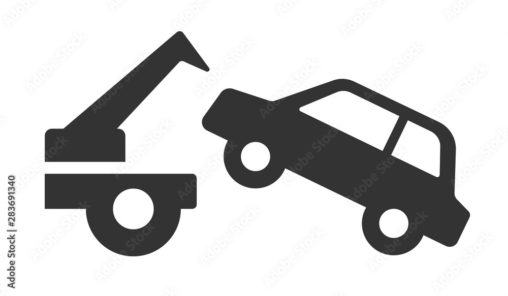 Car tow icon or no parking symbol half truck Stock Vector | Adobe Stock