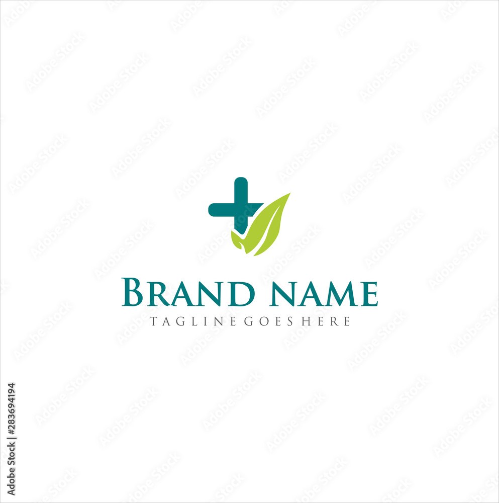 Pharma Medical Leaf Logo Vector . Cross Leaf Logo Health Hospital ...