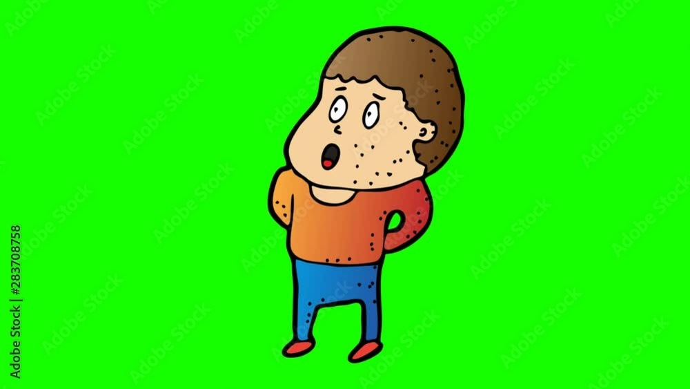 animated teenage boy character . green screen 2D animation vídeo do ...