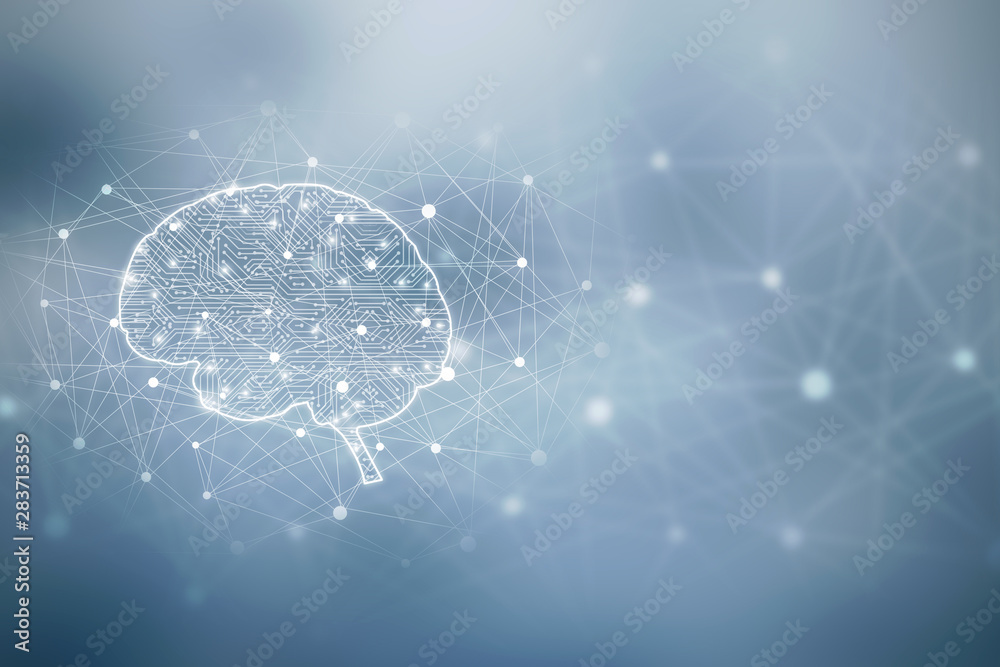 2d illustration Concept of thinking, background with brain, Abstract ...