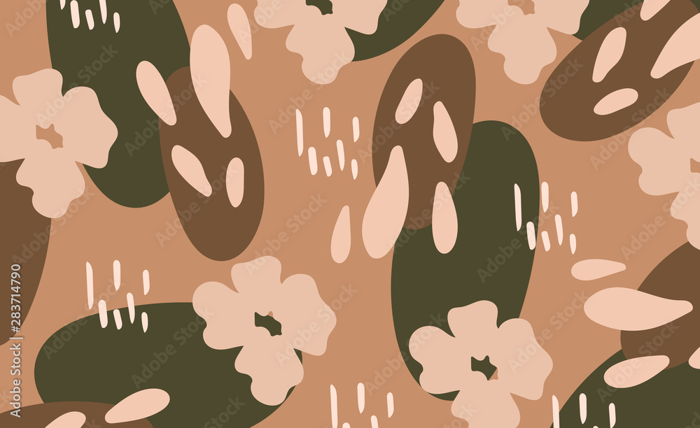 Abstract khaki background with hand drawn elements. Vector texture for ...