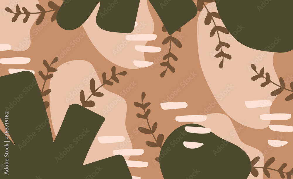 Abstract khaki background with hand drawn elements. Vector texture for ...