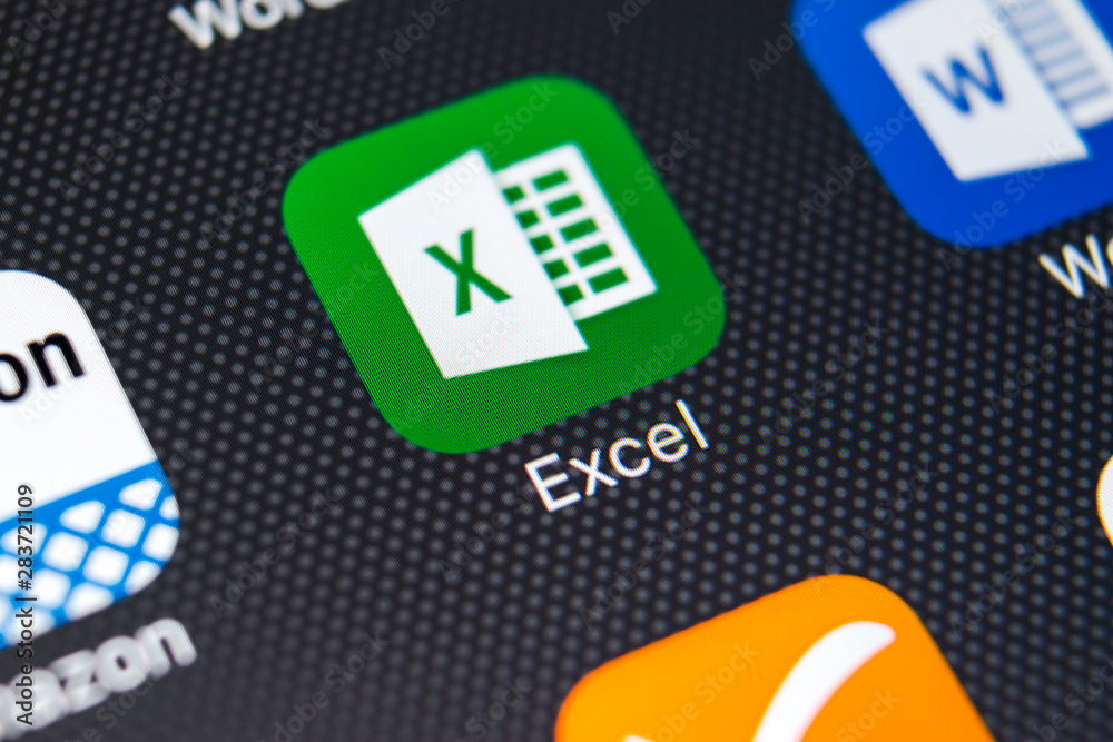 Sankt-Petersburg, Russia, February 11, 2018: Excel application icon on ...