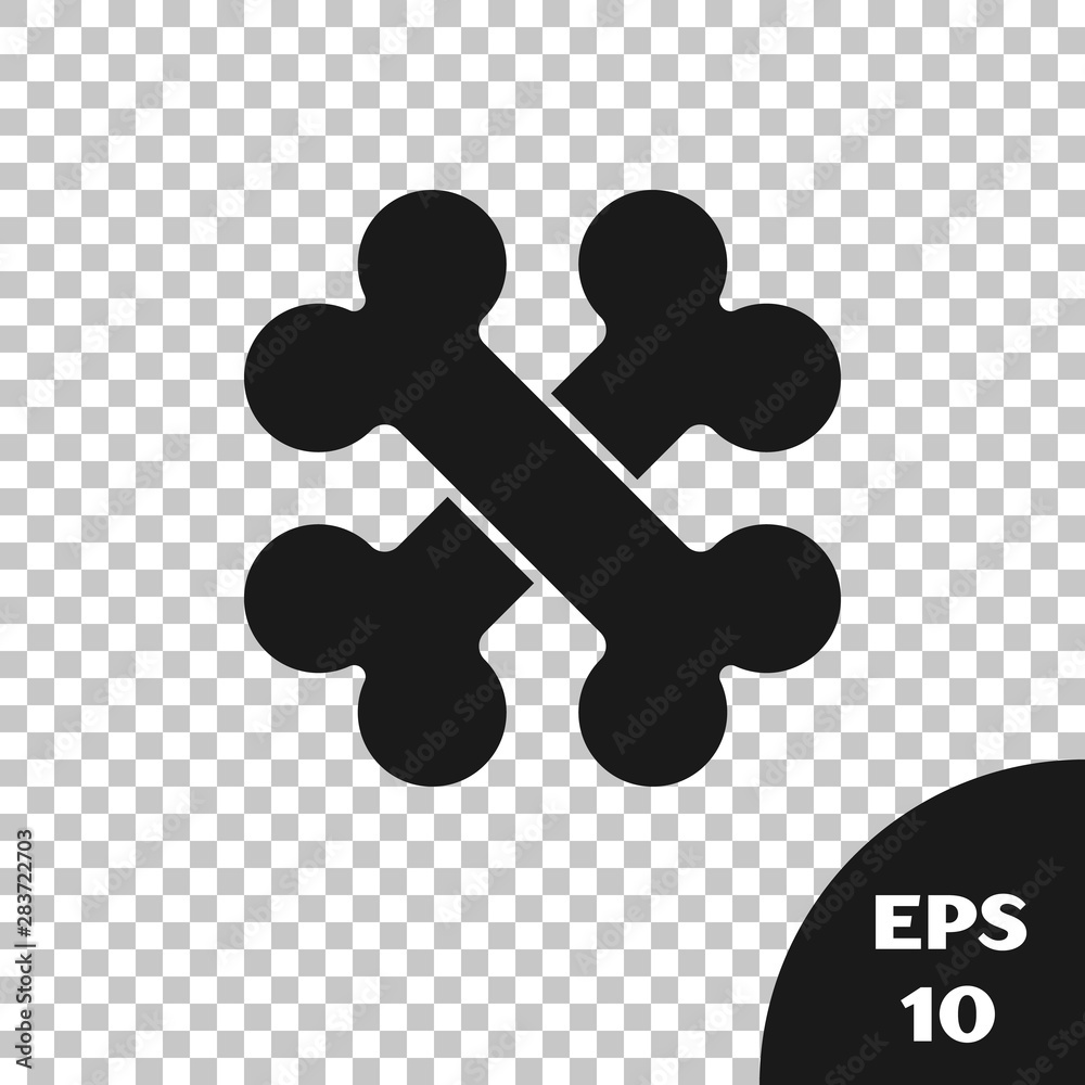 Black Crossed bones icon isolated on transparent background. Pets food ...