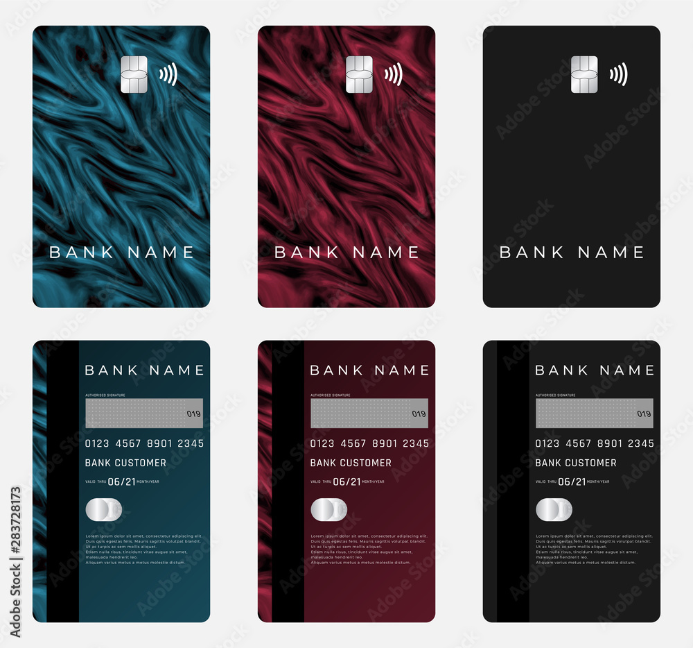 Realistic portrait bank card template. Colorful background. Stock ...