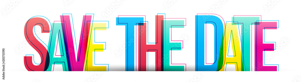 'Save the date' colorful vector text isolated on a white background ...