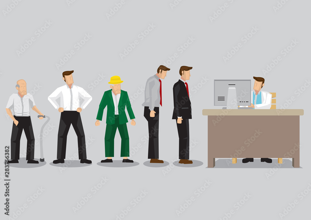 Cartoon People Standing In Line