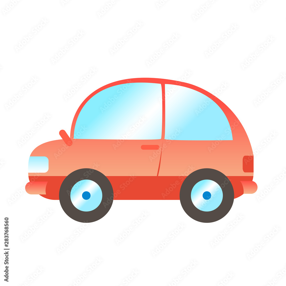 Cartoon red passenger car without people. Vector illustration with ...