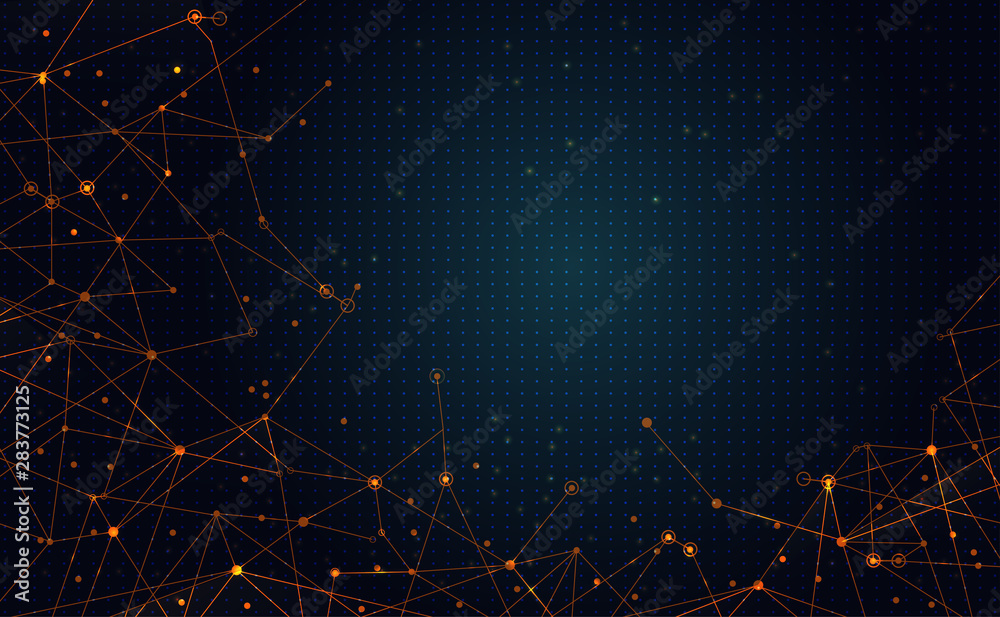 Modern abstract network science connection technology gold line premium ...