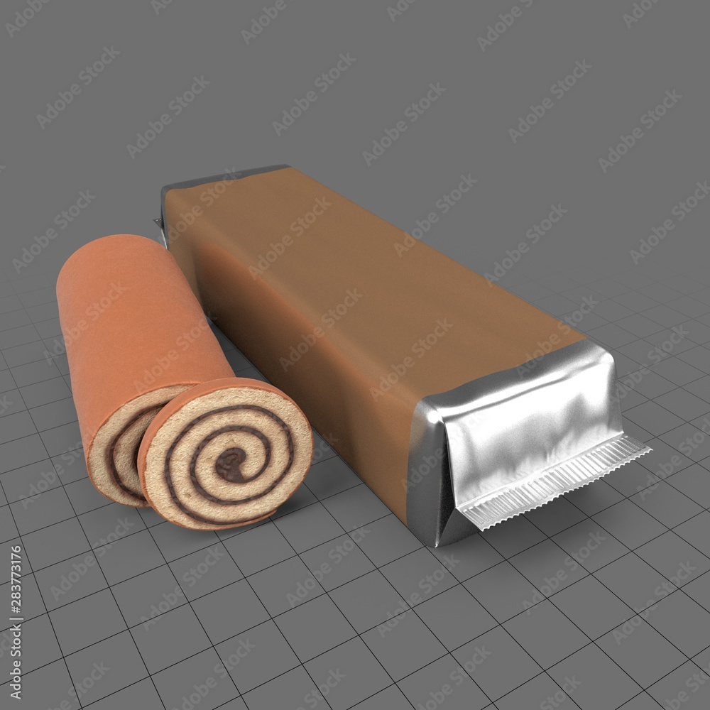 Swiss roll with package Stock 3D asset | Adobe Stock
