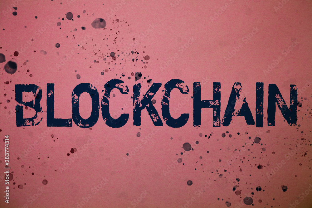 Handwriting text Blockchain. Concept meaning Register Log Financial ...