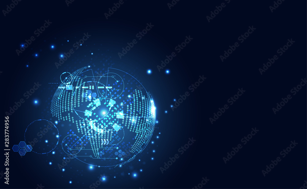 abstract technology concept global network connection futuristic earth ...