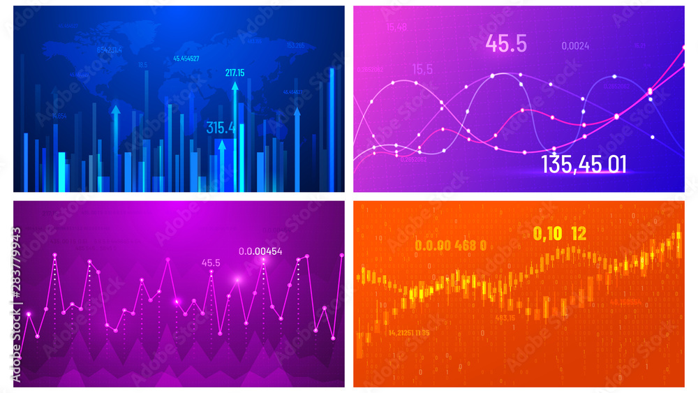 Business Growth Chart Financial Trend Screen Investment Graph And Abstract Data Widescreen