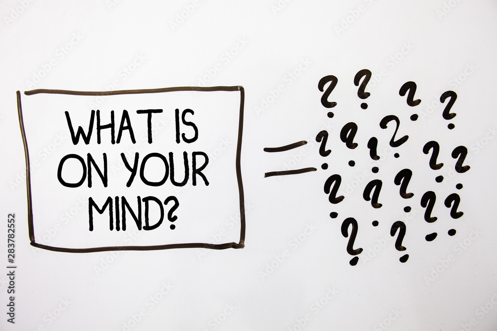 Fotografia do Stock: Text sign showing What Is On Your Mind Question ...