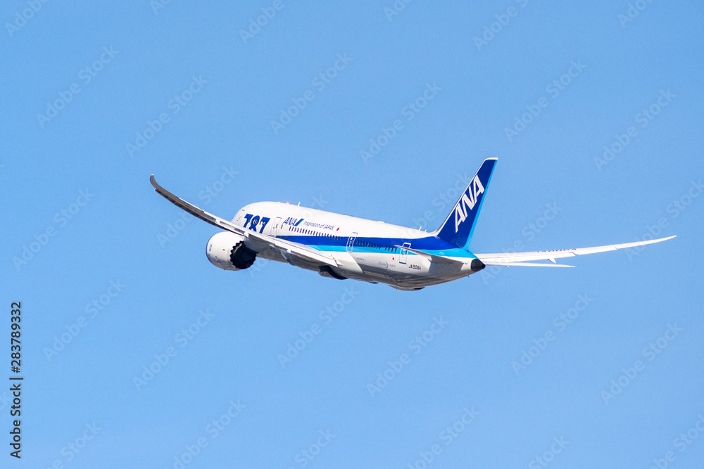 January 31, 2018 San Jose / CA / USA - ANA aircraft taking off from San ...