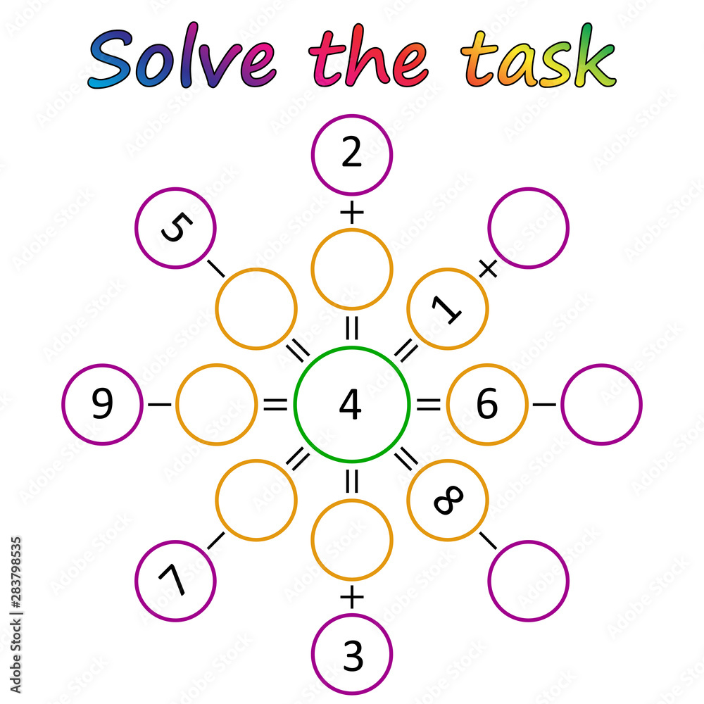 Vetor de Worksheet. Mathematical puzzle game. Learning mathematics ...