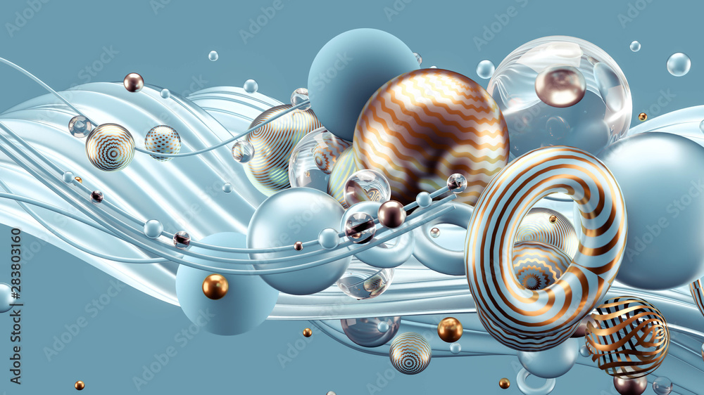 Beautiful abstract background with volume elements, balls, texture ...