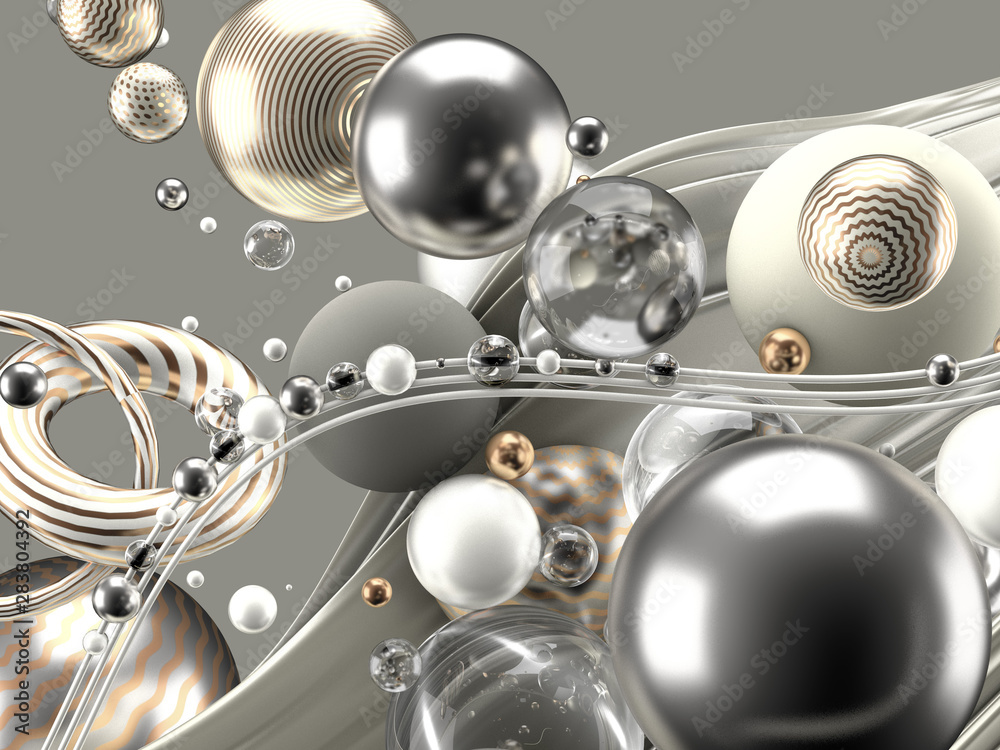 Beautiful abstract background with volume elements, balls, texture ...